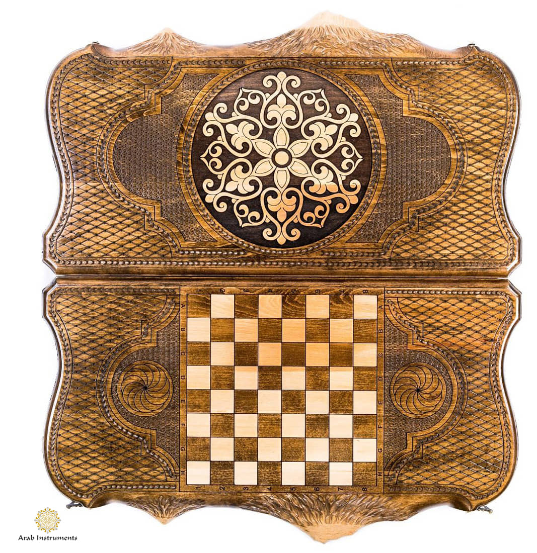 Hand Carved Premium Backgammon Winter snowflake #AI11135