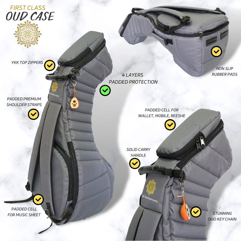 Arab Instruments First Class Oud Padded Soft Case / Bag - Gray