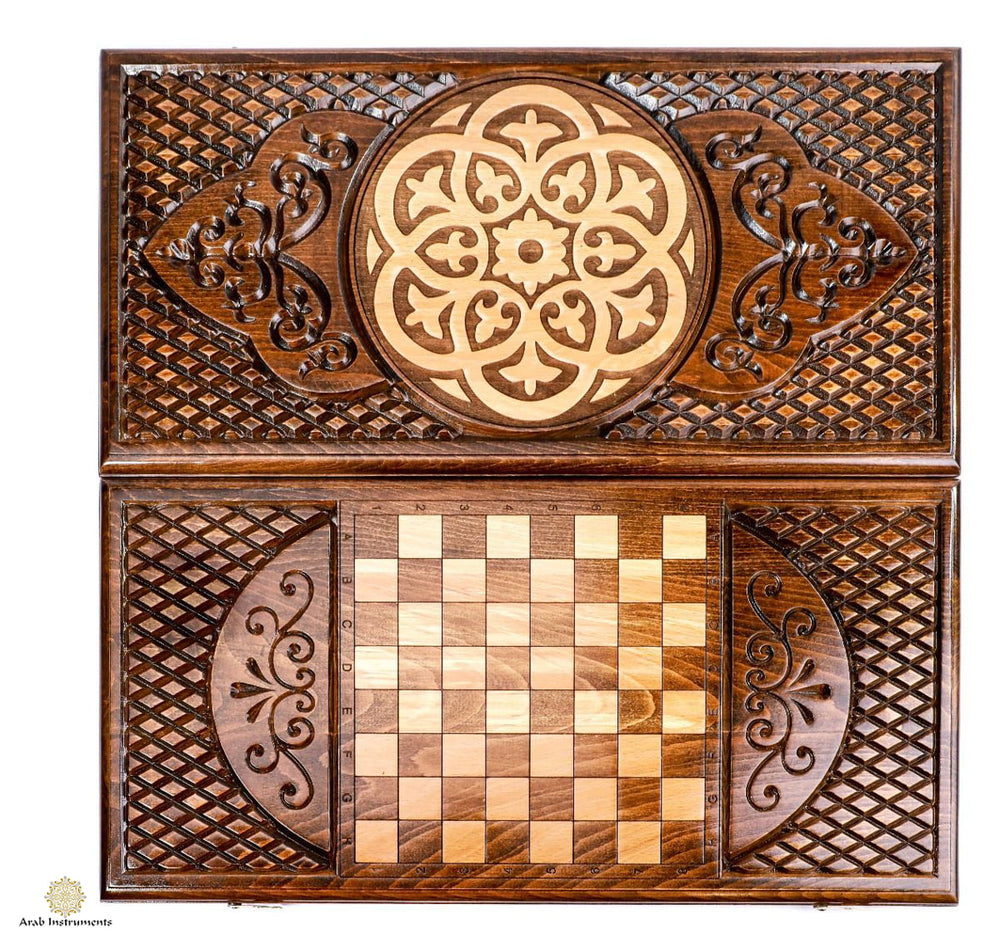 Hand Carved Premium Backgammon Ornamental Patterns #AI11641O
