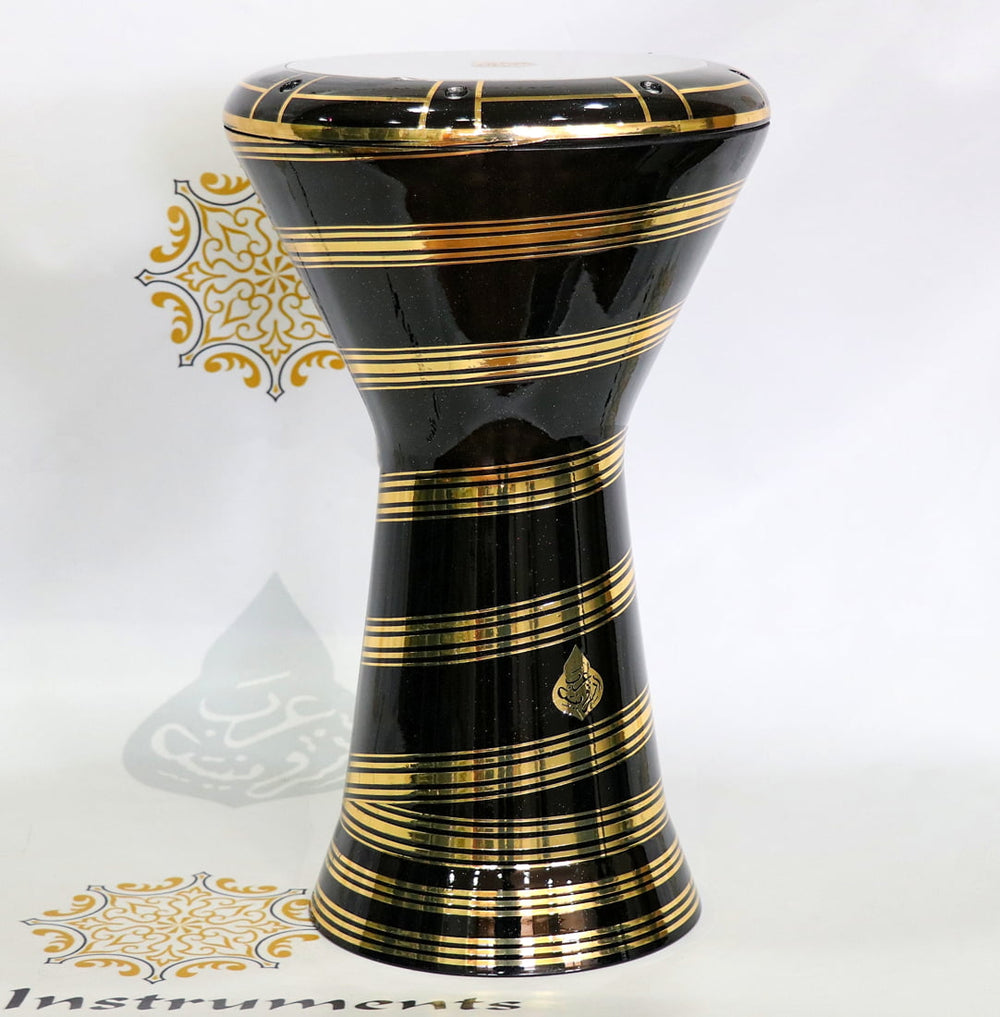 Crown Premium Sparkling Black & Gold 8 pegs Darbuka #0774