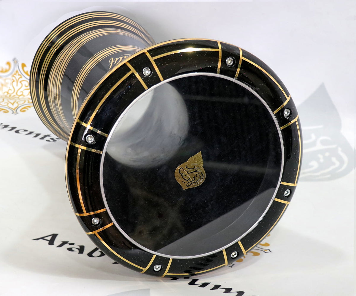 Crown Premium Sparkling Black & Gold 8 pegs Darbuka #0774